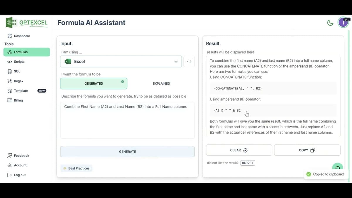 GPT Excel - AI Powered Excel formula Generator